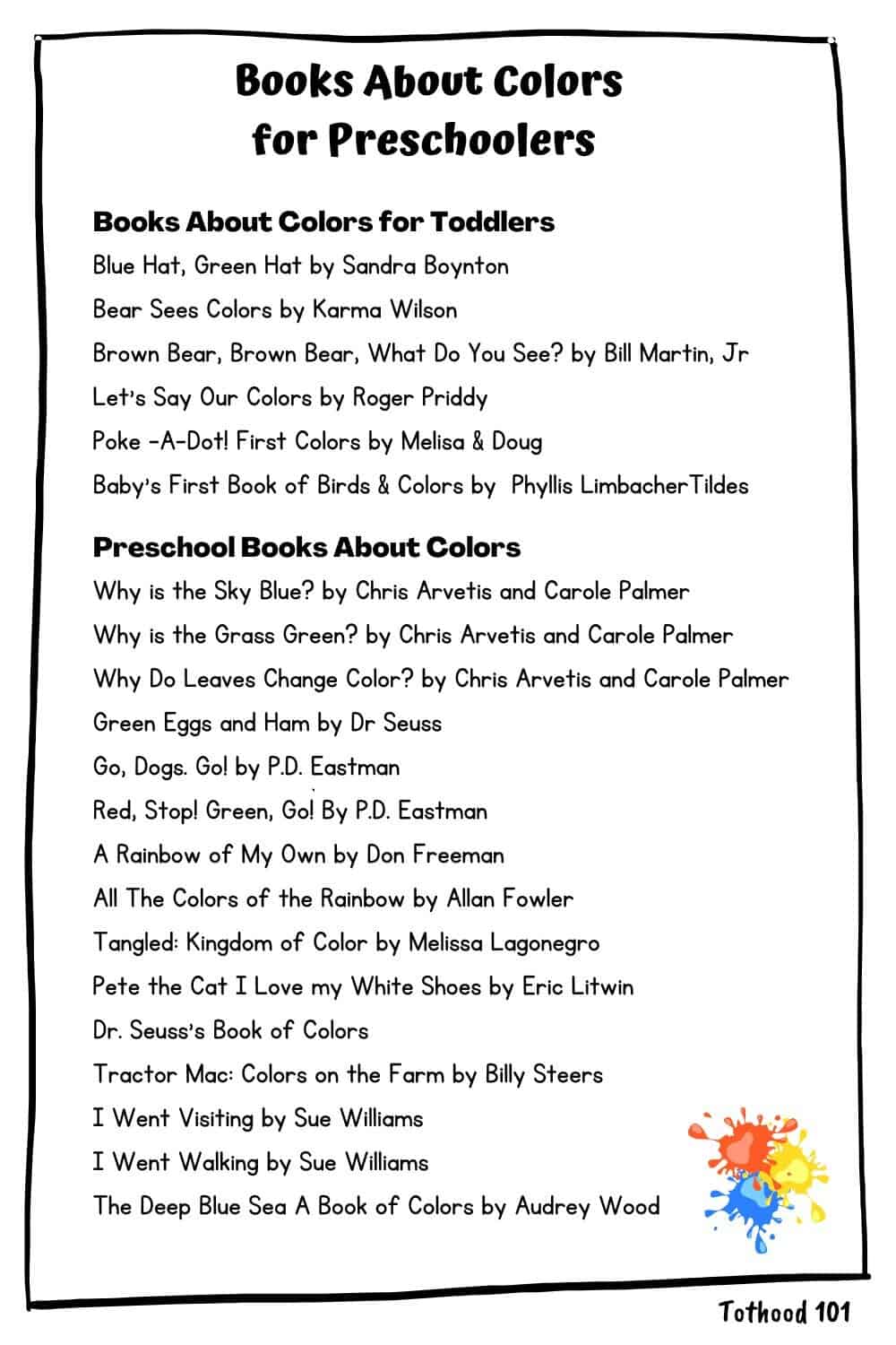 Books About Colors For Preschoolers