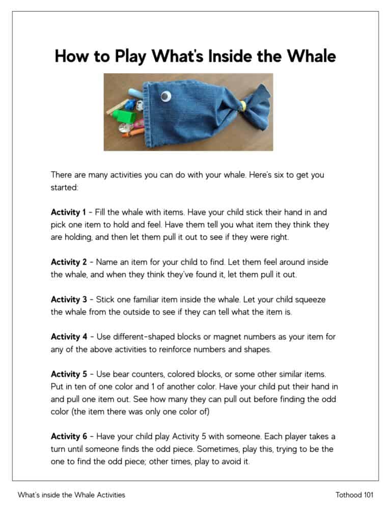 What's Inside The Whale Activity - Tothood 101