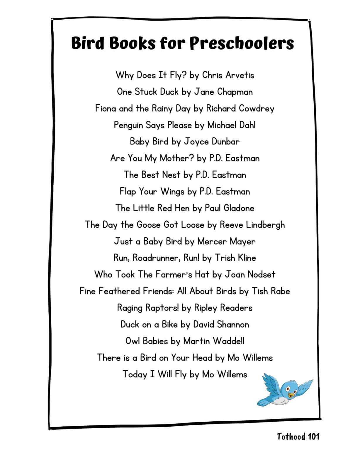 Bird Books For Preschoolers