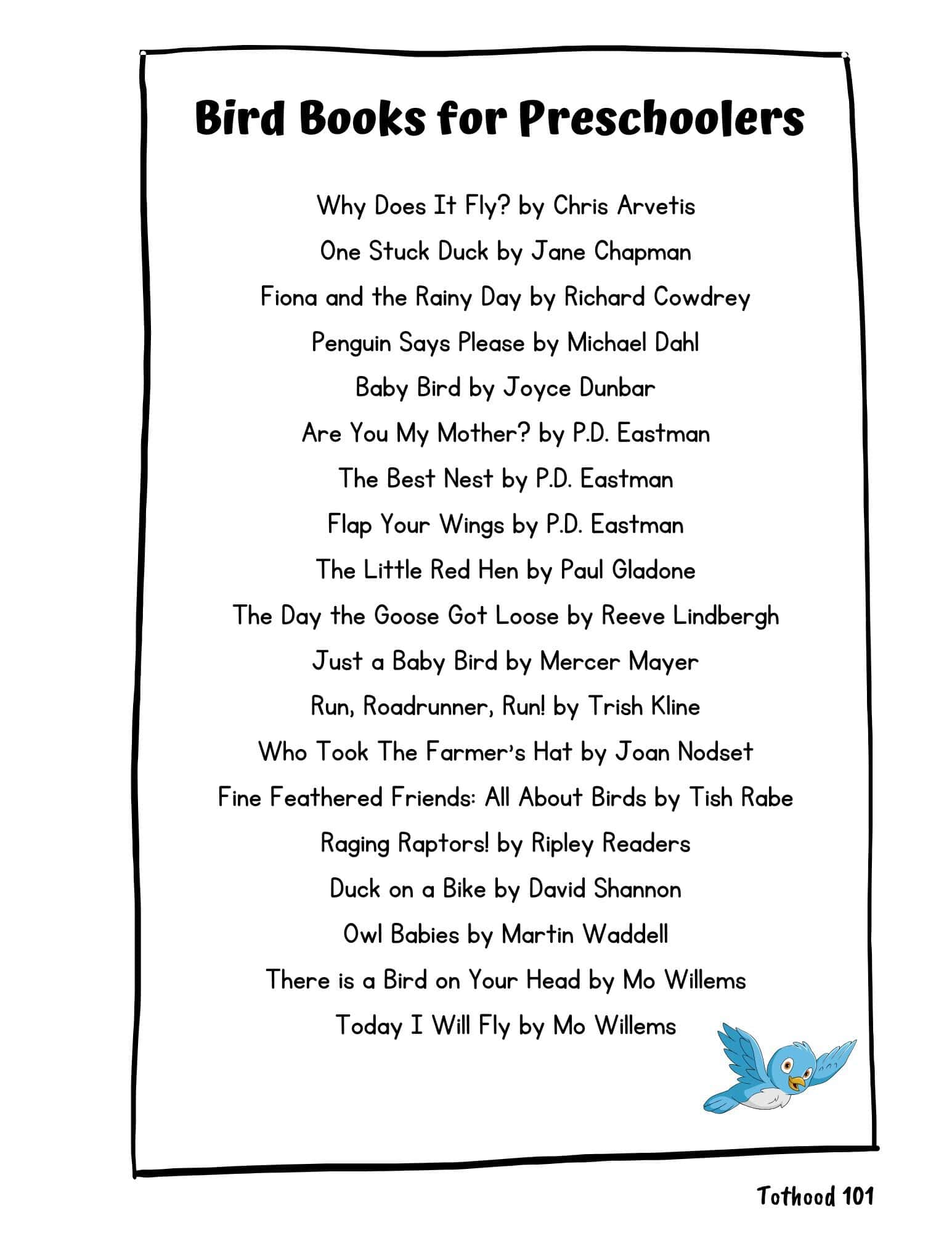 Bird Books For Preschoolers
